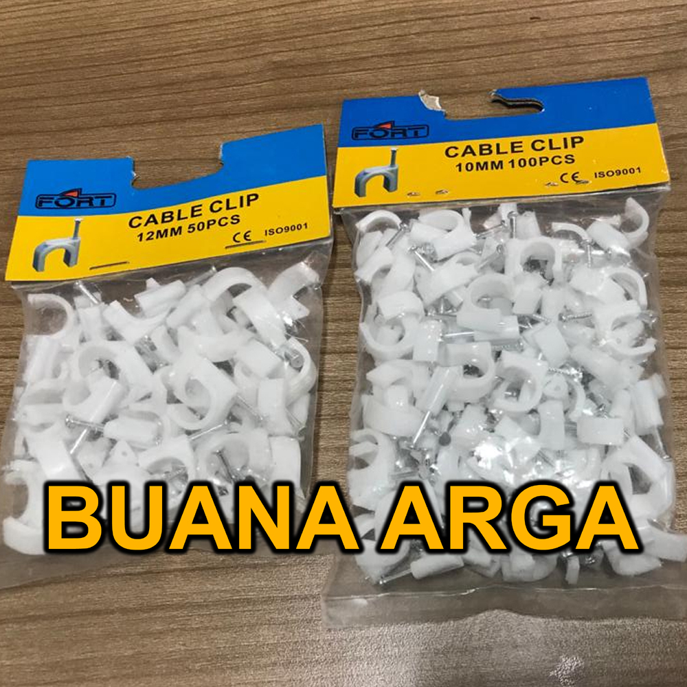 Klem Kabel Putih Paku Beton Clamp Cable Clip FORT 100pcs size 4-10mm ...