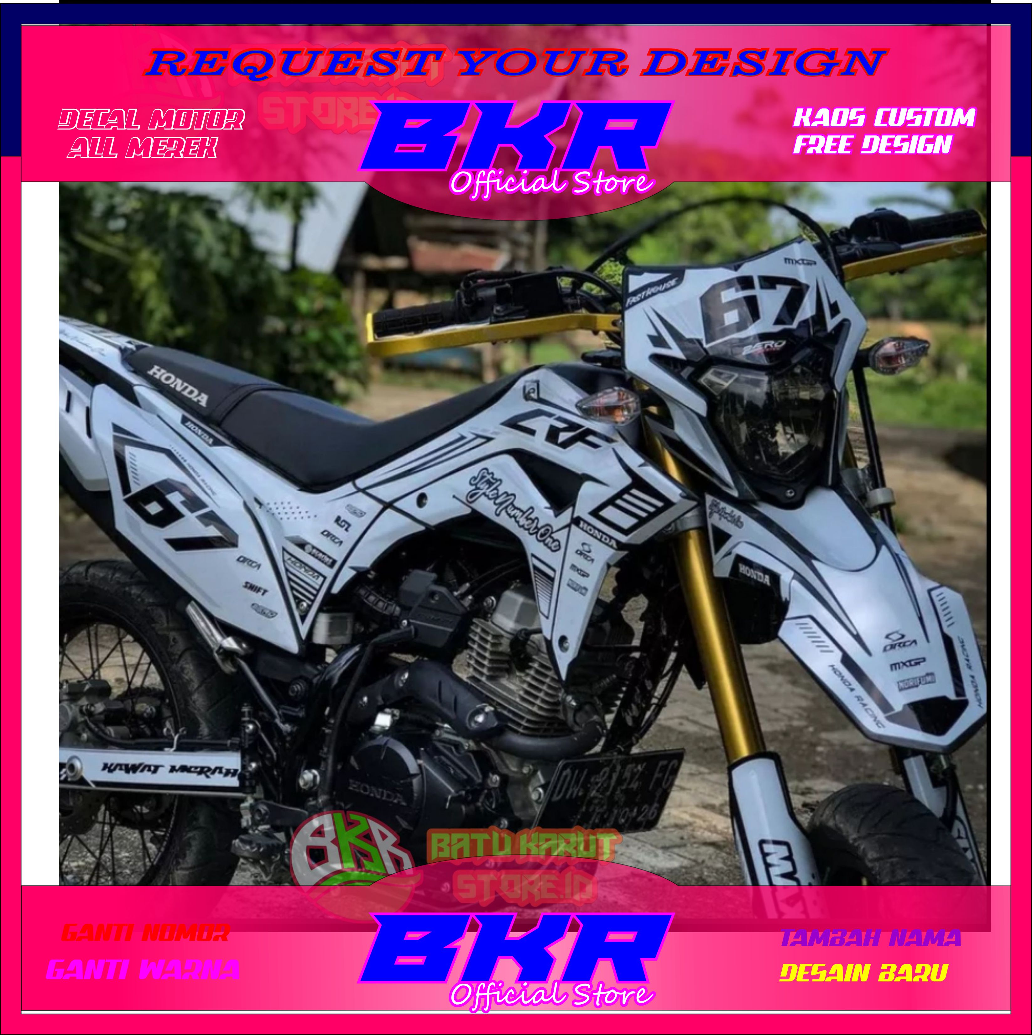 decal crf variasi putih hitam terbaru,gratis tambah nama,ganti warna ...