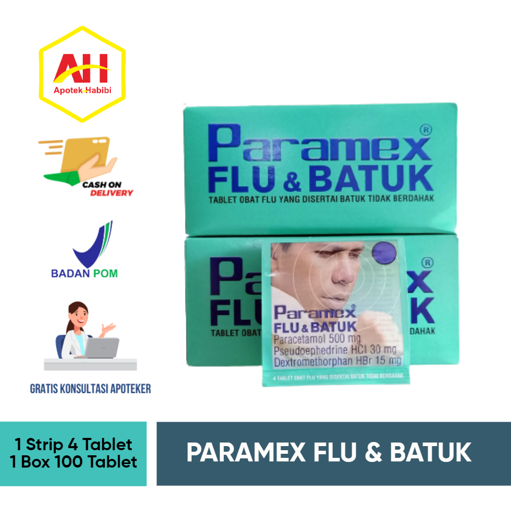 Paramex flu dan batuk 5 strip isi 20 tablet Obat Paramex Paramek Sakit ...