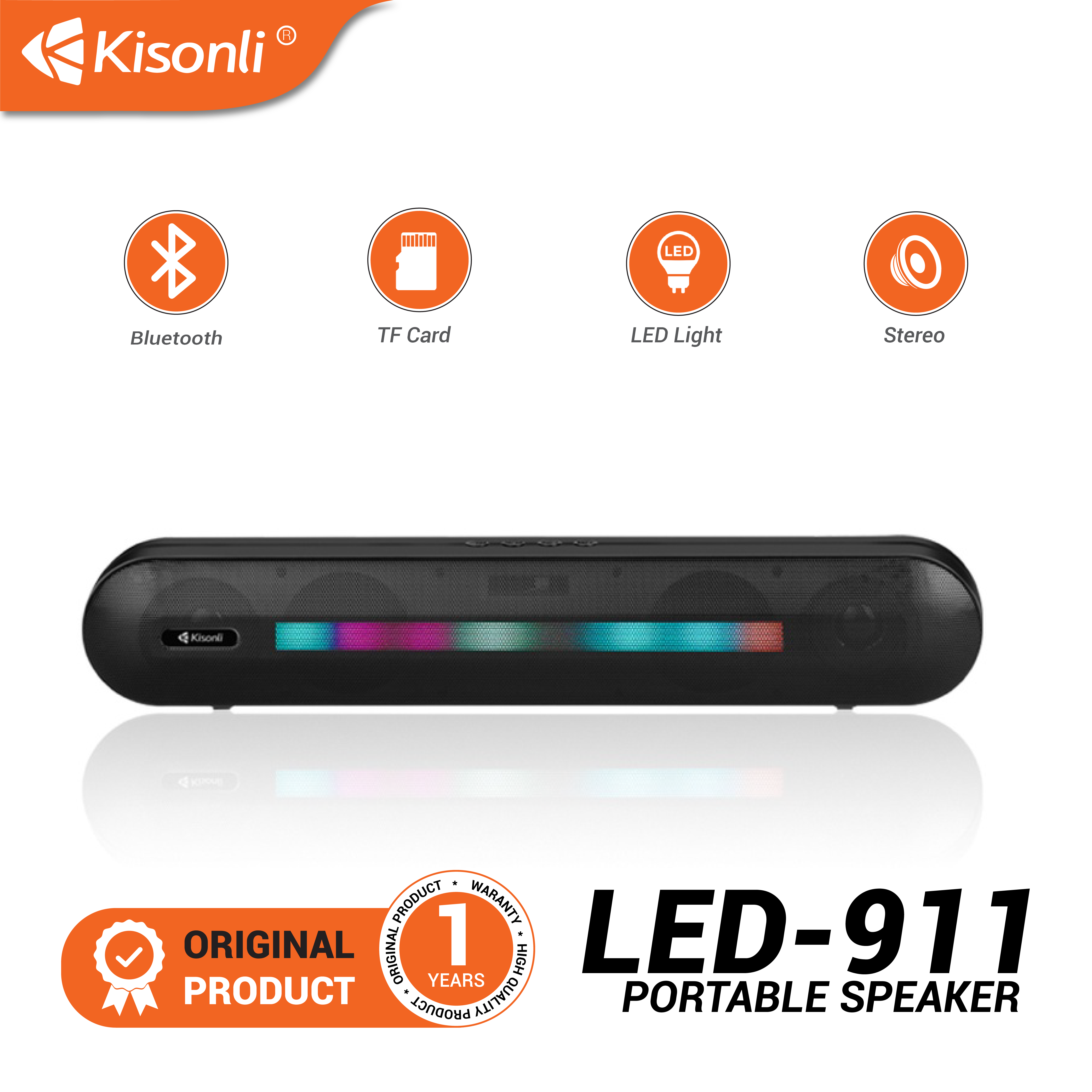 KISONLI Portable Bluetooth Speaker LED-911 Mini Soundbar with RGB ...