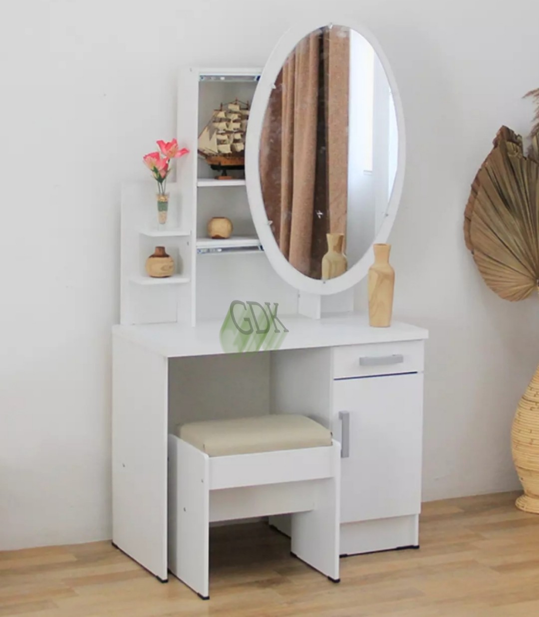 Meja Rias Minimalis Sliding Full Putih + Rakit | Lazada Indonesia