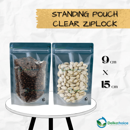[1PACK ISI 100 PCS] STANDING POUCH ZIPLOCK CLEAR - PLASTIK KLIP KEMASAN ...