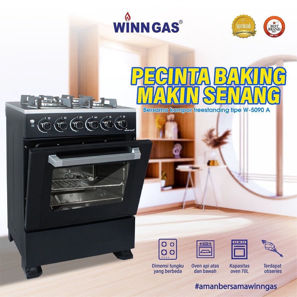 WINN GAS KOMPOR FREESTANDING + OVEN 4 TUNGKU W-5090 - KOMPOR + OVEN ...