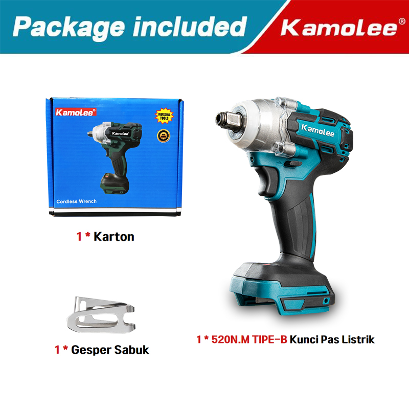Kamolee 1800N.m & 520 N.m 1/2" 1/4" Cordless Electric Impact Wrench ...