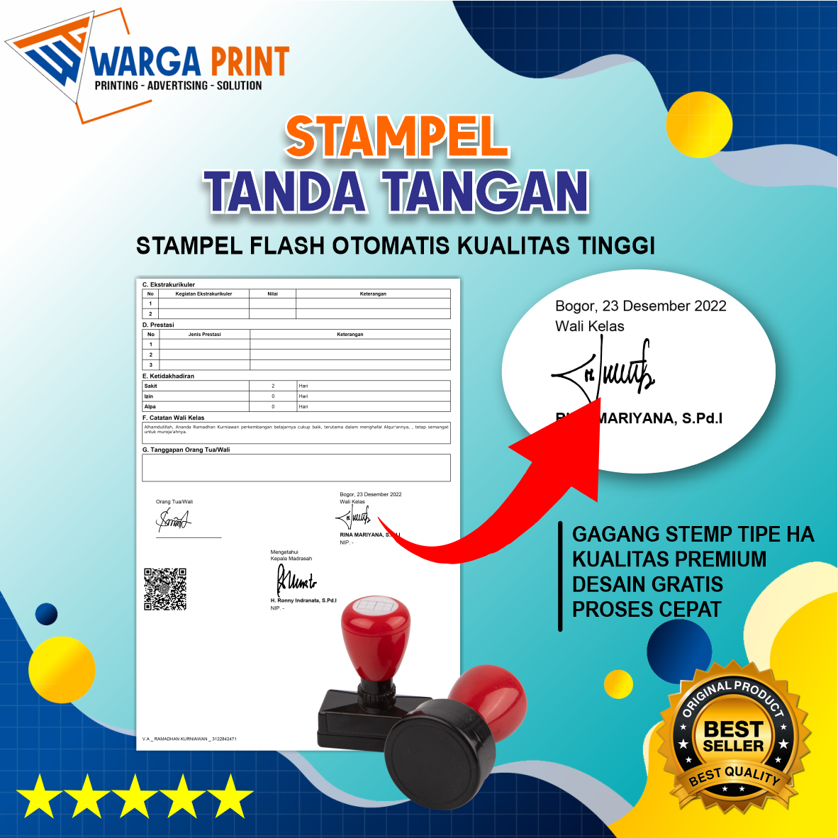 New! COD Stempel Tanda Tangan Custom Desain Kualitas Terbaik | Lazada ...