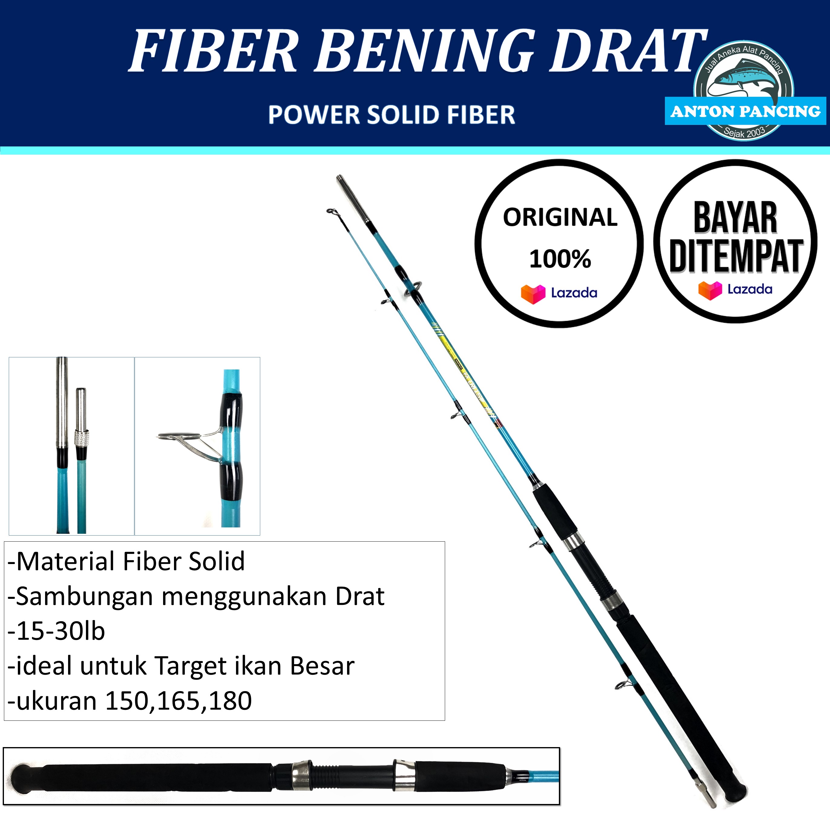 Joran Pancing Fiber Bening Drat Solid 150 165 180cm | Lazada Indonesia