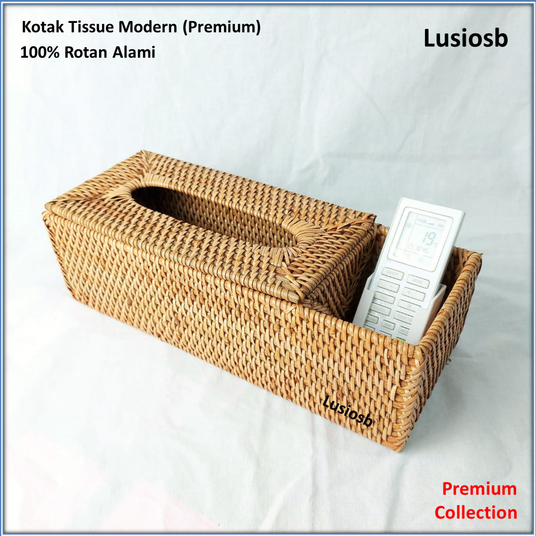 LusioSB Tempat Tissue Rotan dengan Tempat Remote / Kotak Tissue Rotan ...