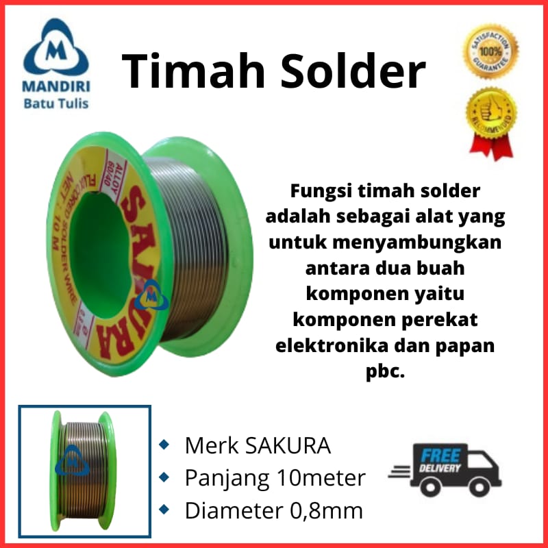 Timah Solder SAKURA - Solder wire Timah Tenol Tinol 10meter 10m 0.8mm ...