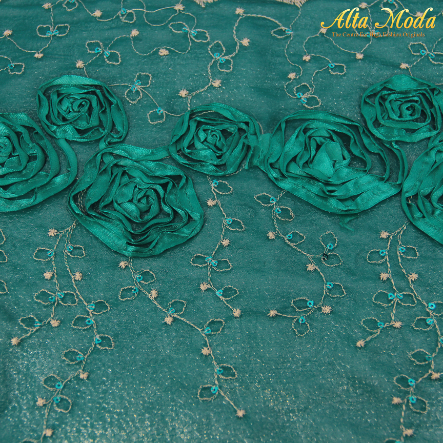 Kain Chiffon Embroidery Floral Emerald Green (1M) (Alta Moda) | Lazada ...
