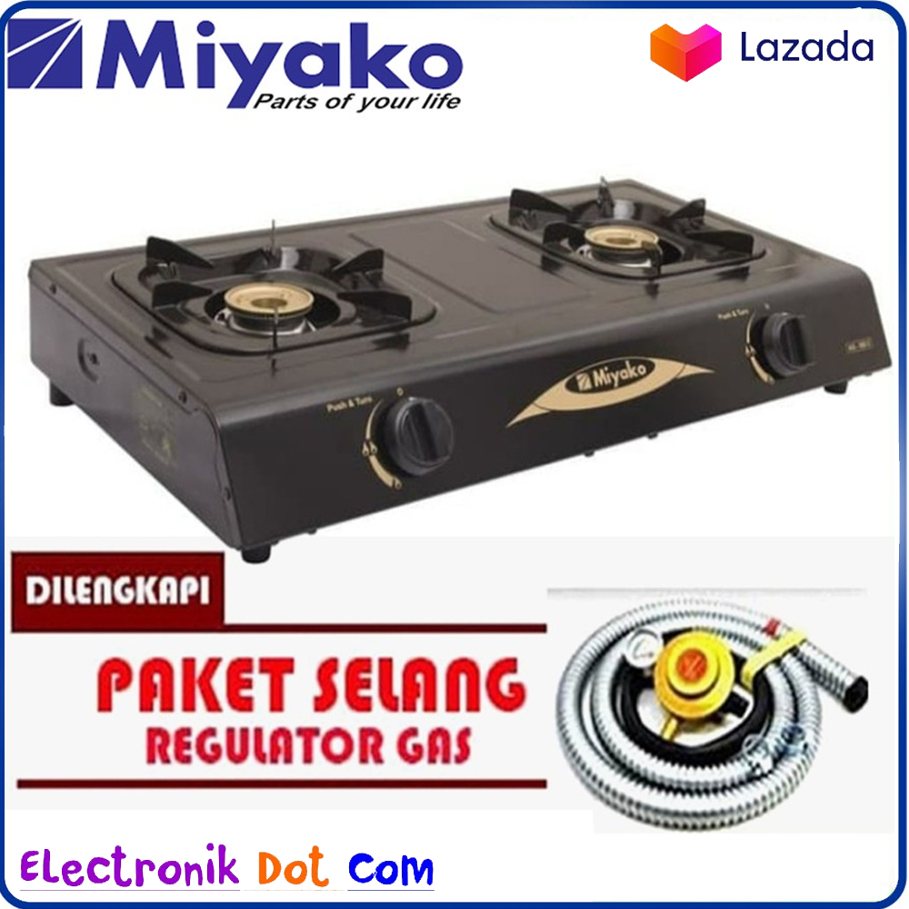 KOMPOR GAS MIYAKO 2 TUNGKU KG 202CE - Bahan Teflon Hitam | Lazada Indonesia