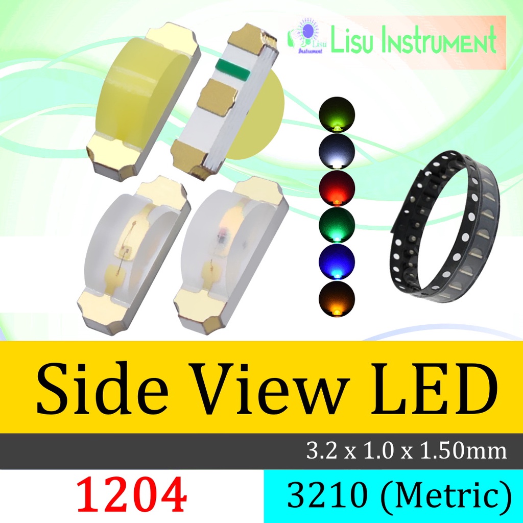 25 BUAH--1204 (3210 Metric) Side View LED SMD 1206 Merah Biru Putih Hijau Kuning Warm Whit -- 25 ...