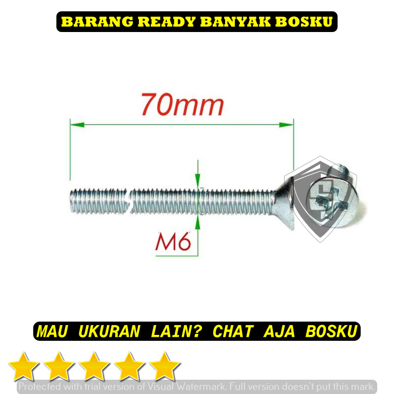 6 pcs (Drat Baut 10) M6x70 Baut JF | Lazada Indonesia