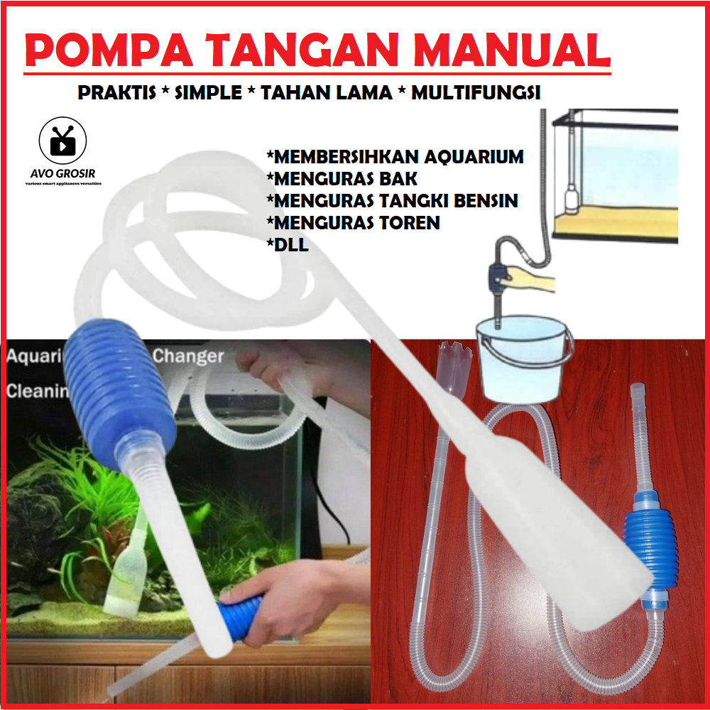 pompa air tangan manual praktis kuras aquarium tangki Pump Sipon ...