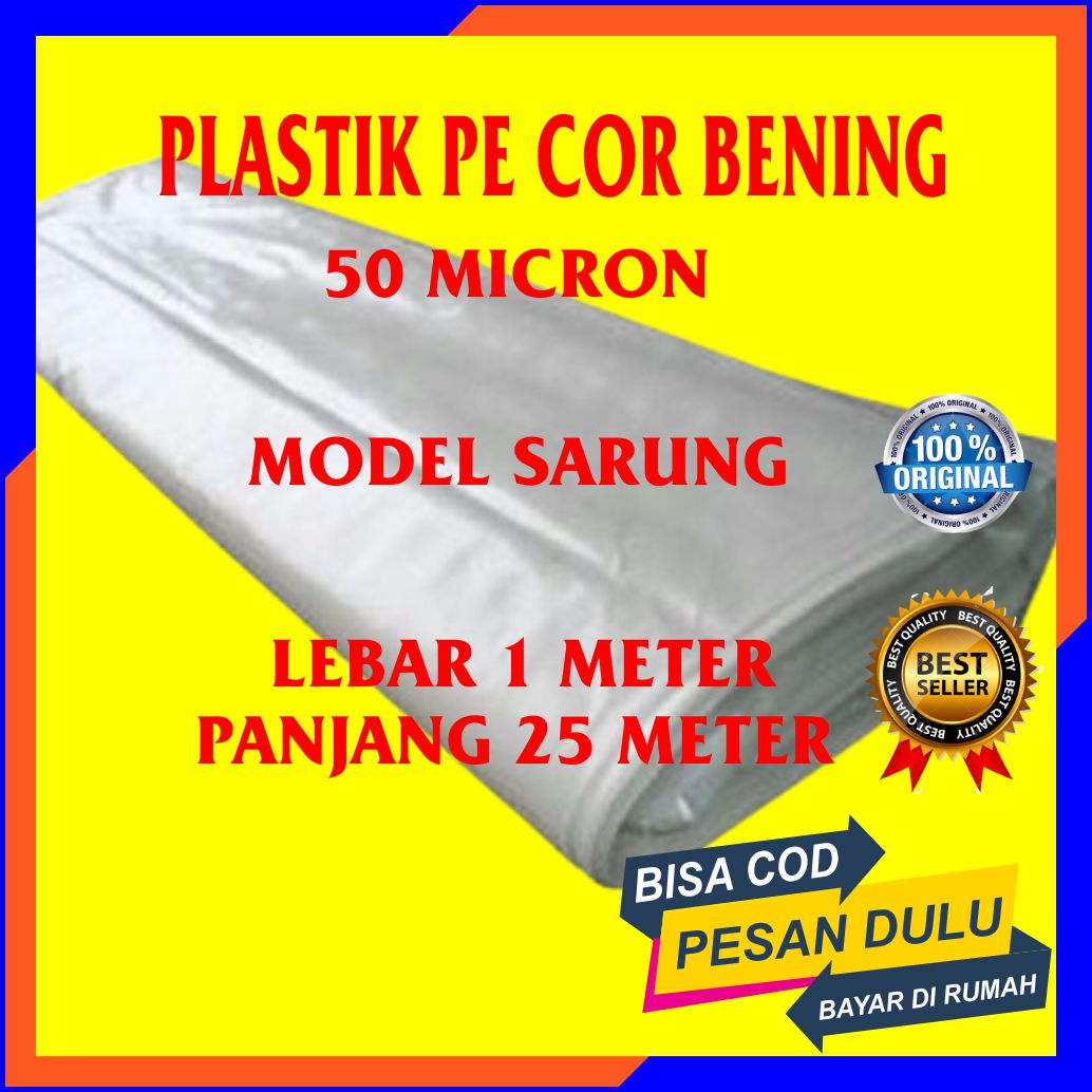 1 Roll Plastik PE COR Bening UV 50 Mikron lebar 1 meter panjang 25 ...