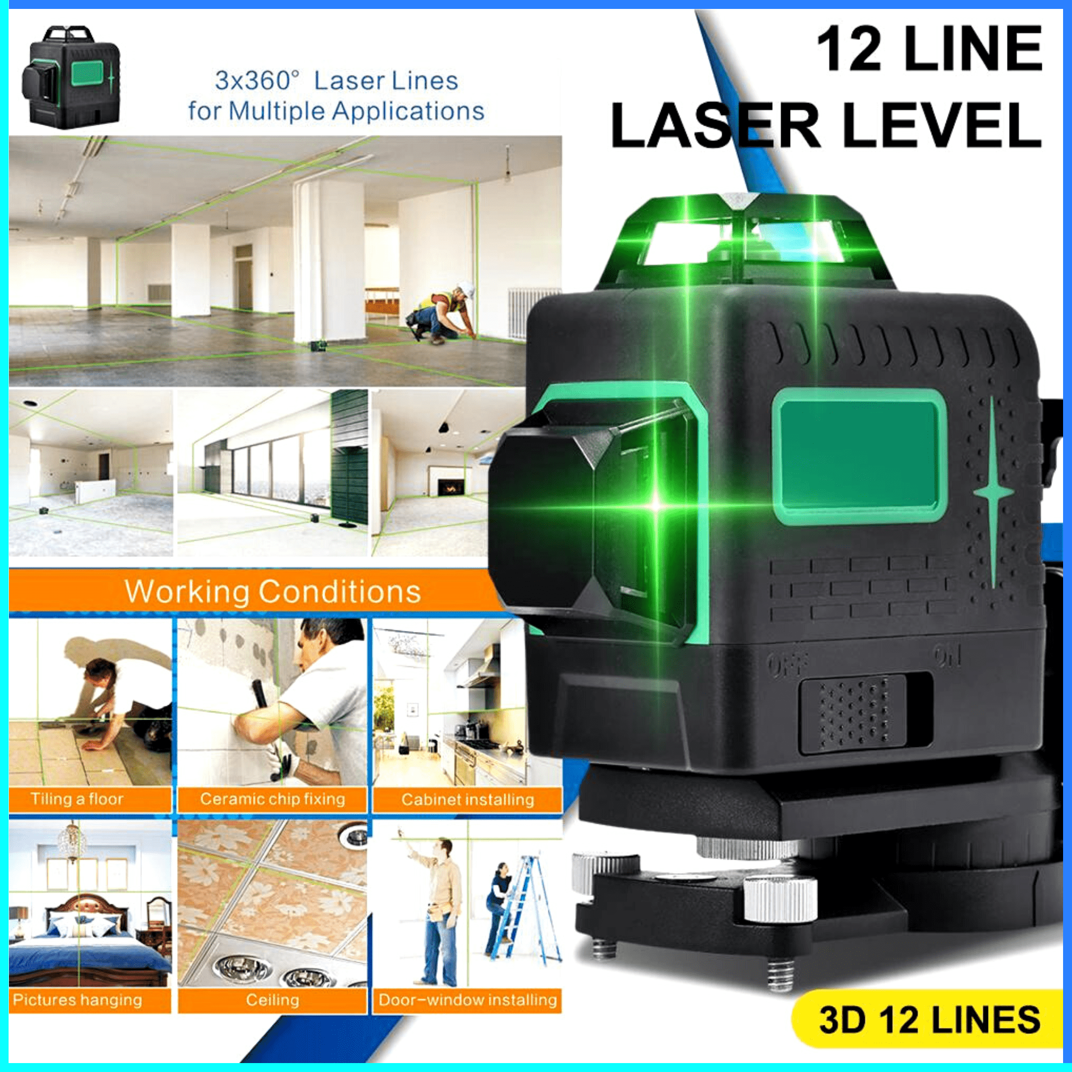COD LD Mesin Self Leveling 12 Line Laser 3D High precision LD312 ...