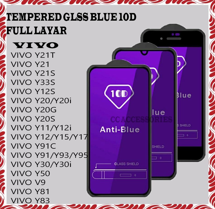 Tempered Glass BLUE 10D Tipe Vivo Y02/Y22/Y22S/Y35/Y16//T1/T1 5G/T1 PRO ...