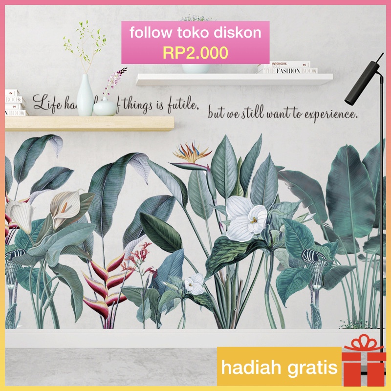 stiker dinding daun / wall stiker dinding pvc transparan （60cm*90cm ...