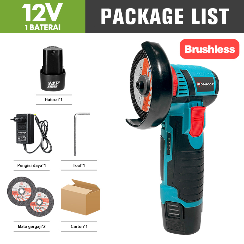 12V Penggiling Sudut Mini Brushless Angle Grinder Listrik 15000Rpm ...