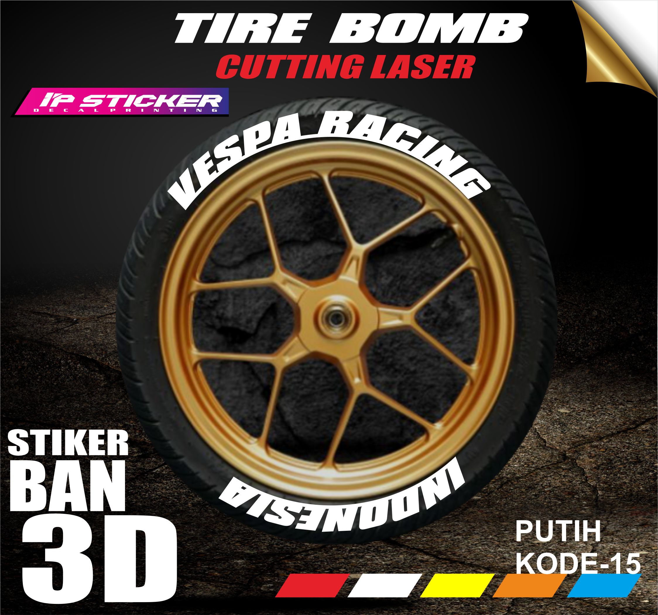 Sticker Ban / Font Ban / Tire Bomb / 3D stiker ban ( VESPA RACING ) IP ...