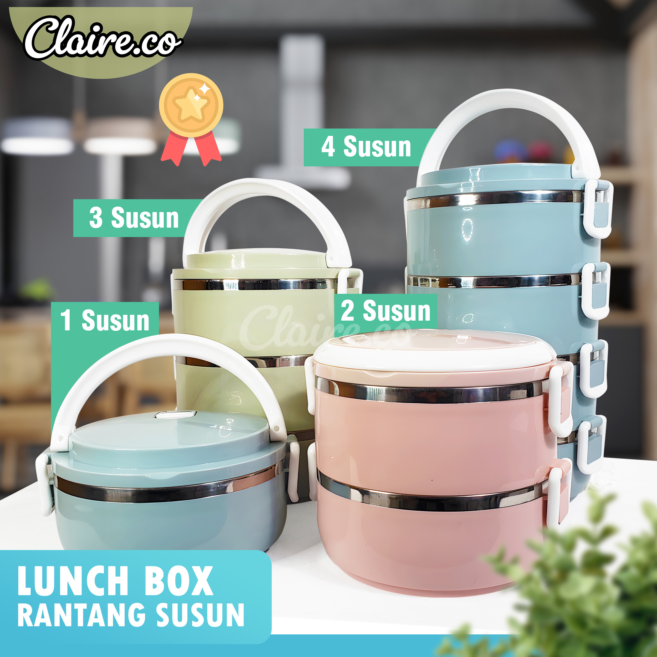 RANTANG 1 2 3 4 SUSUN WARNA PASTEL/TEMPAT MAKAN / KOTAK NASI BEKAL ...