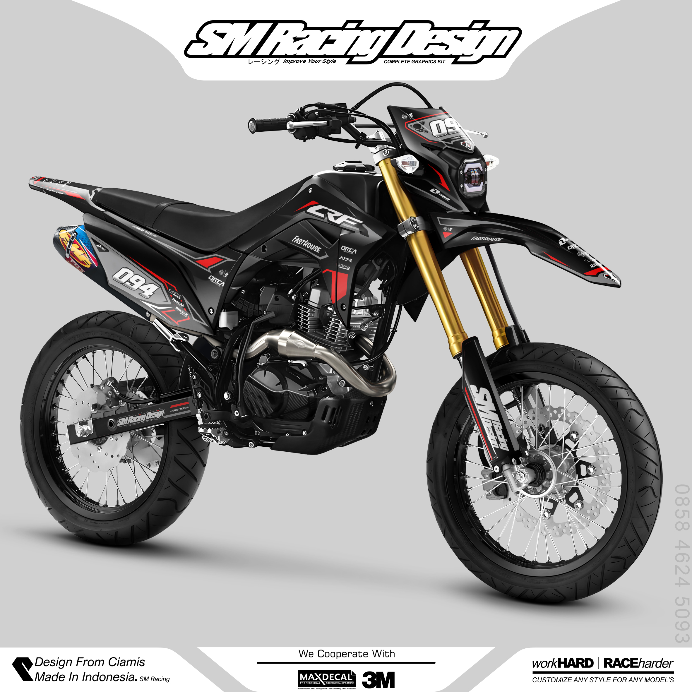 Decal Stiker CRF 150 L Full Body Warna Hitam Abu Mix Merah Terbaru 2024 ...