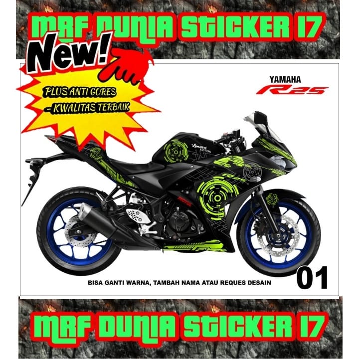 Sticker decal Yamaha R25 Full Body decal Sticker Yamaha R25 Sticker ...