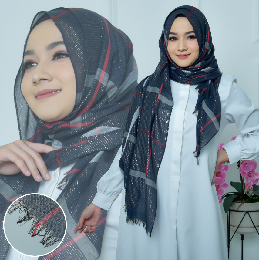 Pashmina Gliter premium harga terjangkau - warna hitam | Lazada Indonesia