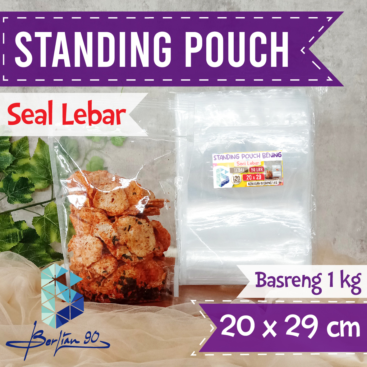 (50 Lembar) Standing Pouch 20x29 cm - Standing Pouch Bening . Kemasan ...