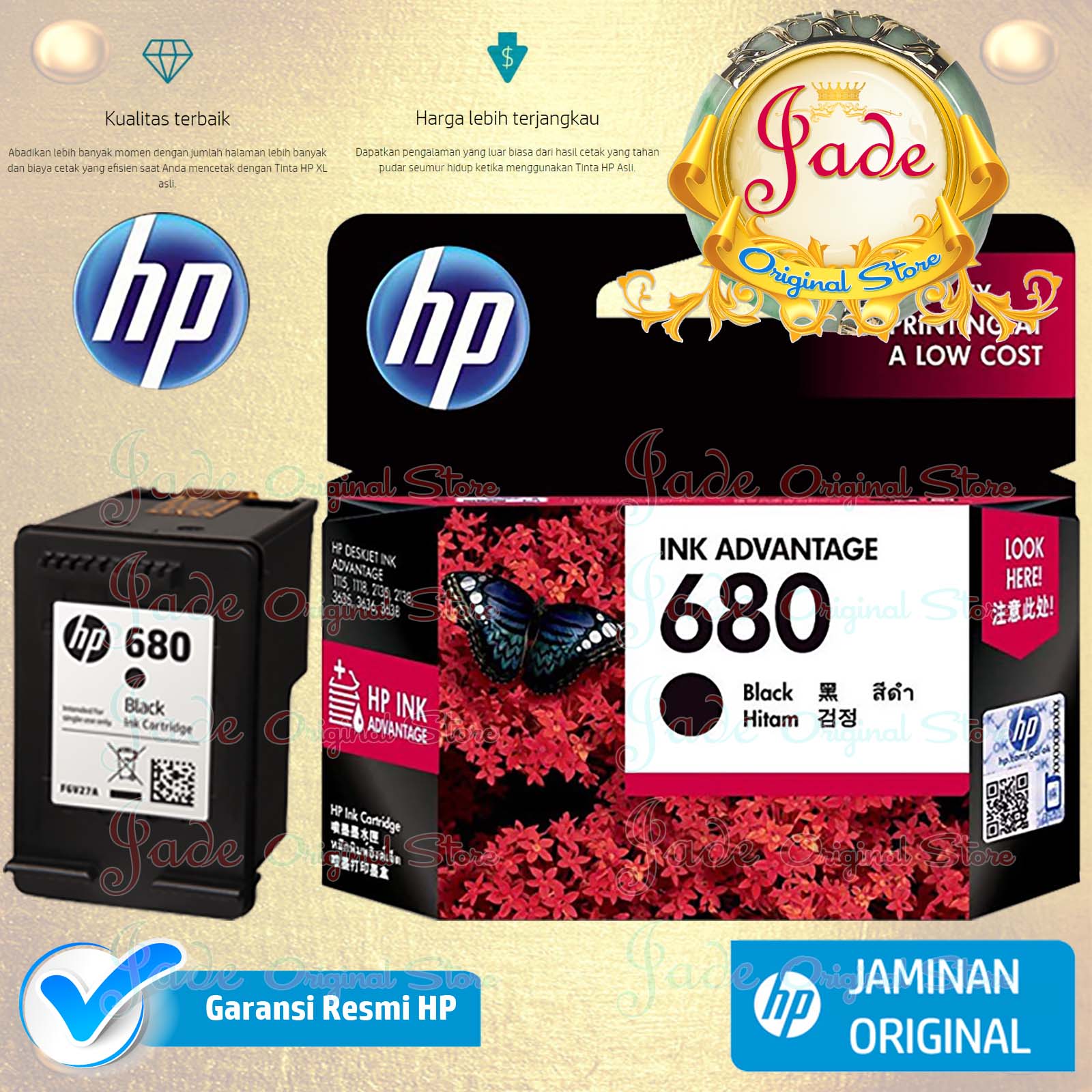 HP 680 Cartridge Black / Catridge HP680 Color/Colour/Warna | Lazada ...