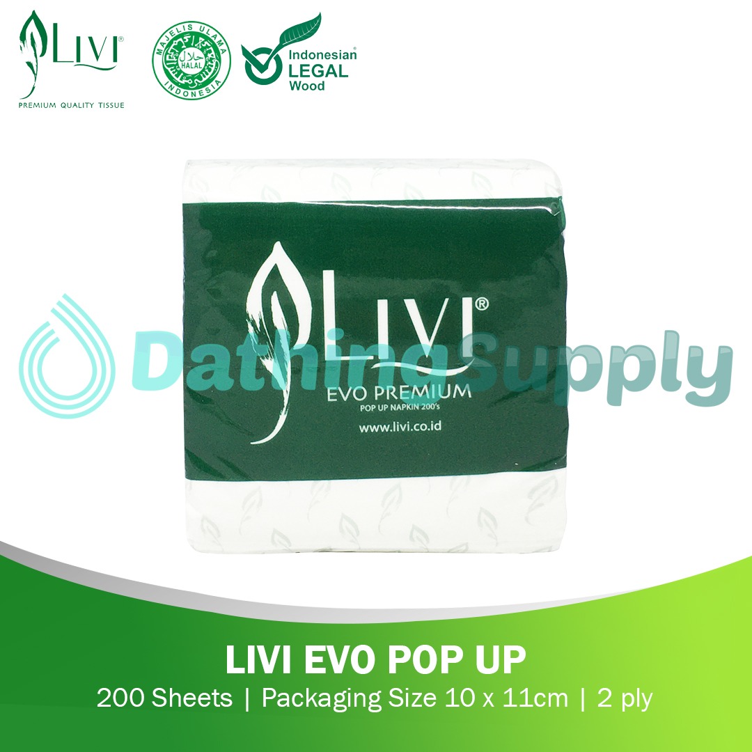 Tissue LIVI EVO Pop Up Premium 200s Lembar / Tisue Pop Up Premium 200 ...