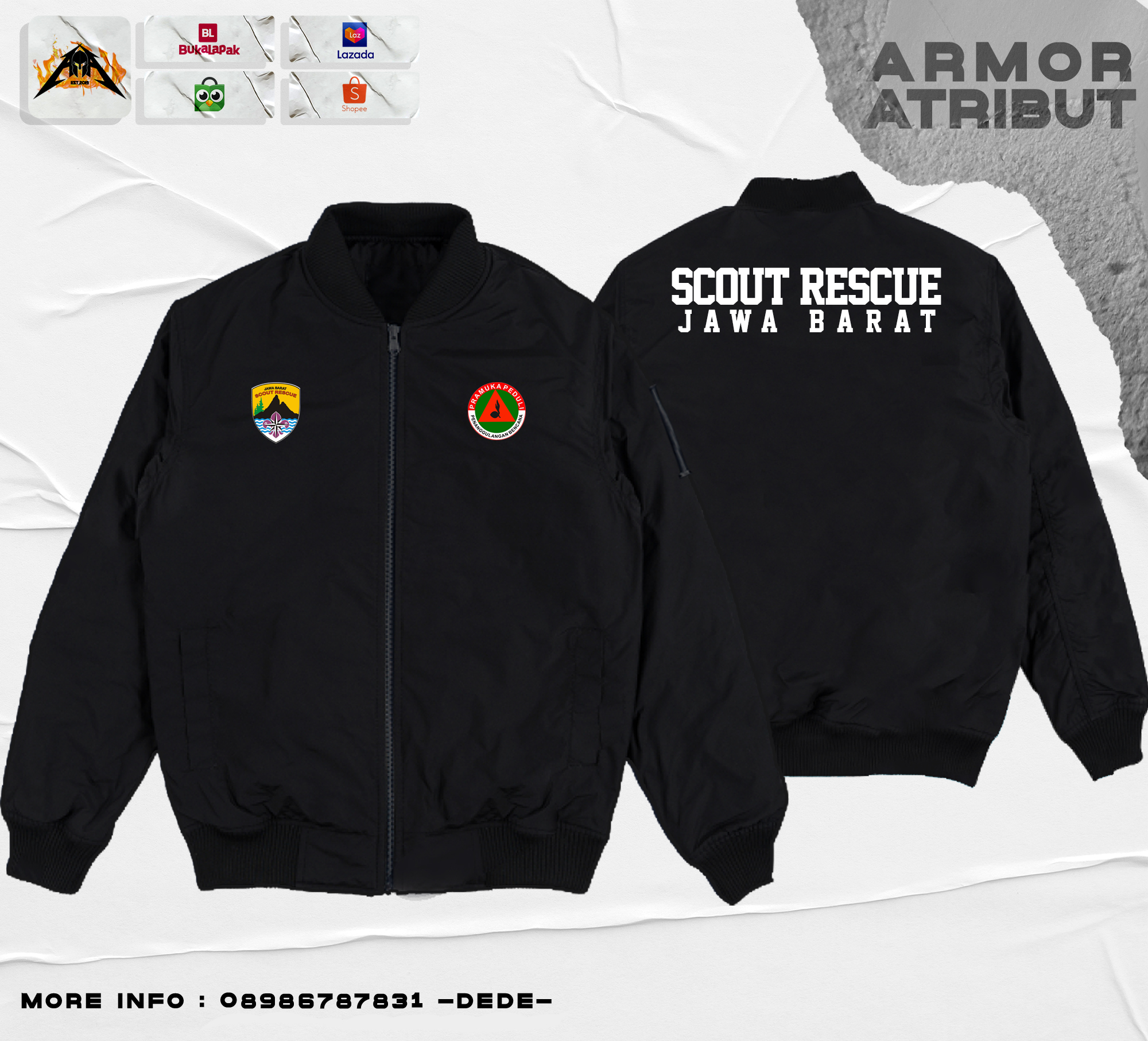 jaket bomber PRAMUKA PEDULI SCOUT RESCUE JAWA BARAT - Armor Atribut ...