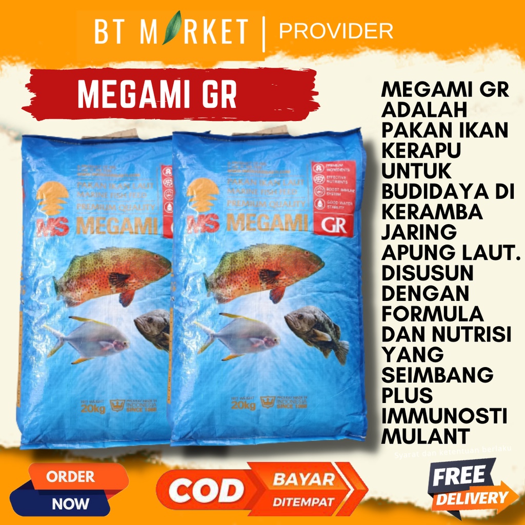 MEGAMI GR 1Kg Pakan Pelet Ikan Kerapu Ikan Laut Ikan Predator Protein ...