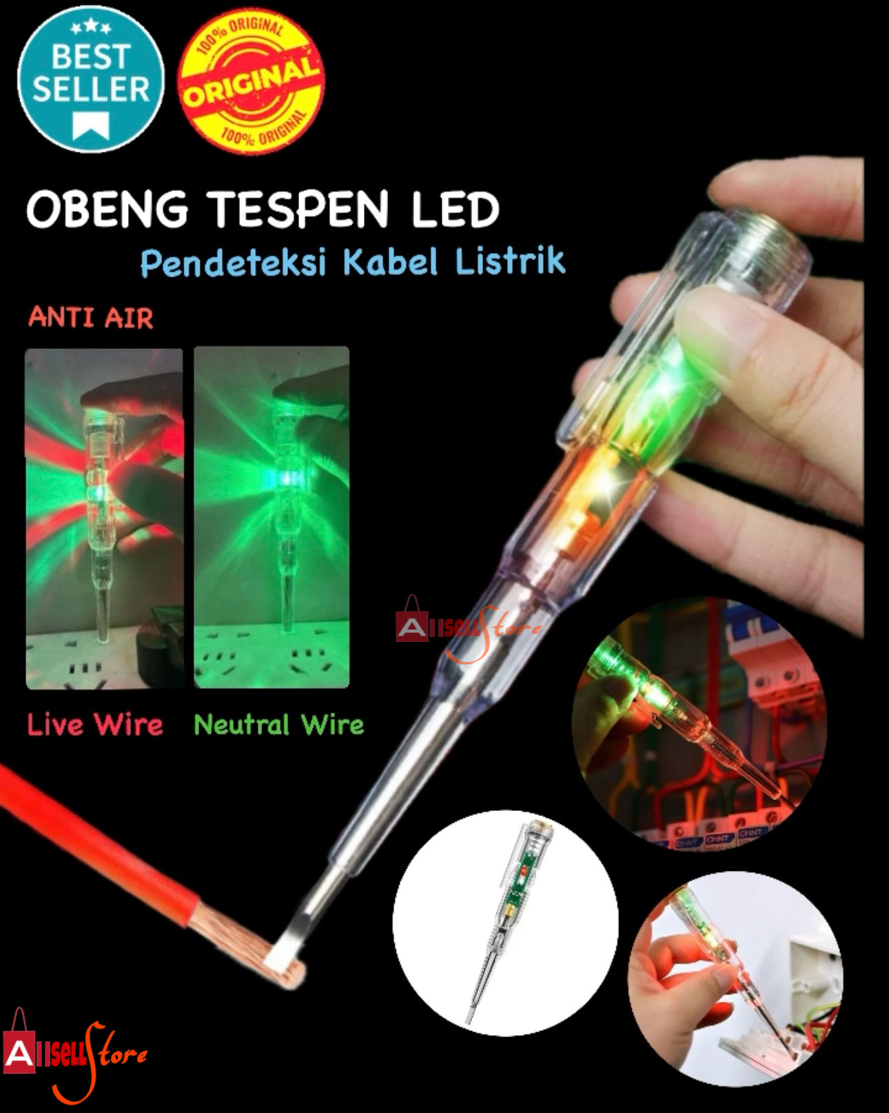 (BISA COD) PROMO Obeng Tester TesPen Obeng Tes with Indicator Dual LED ...