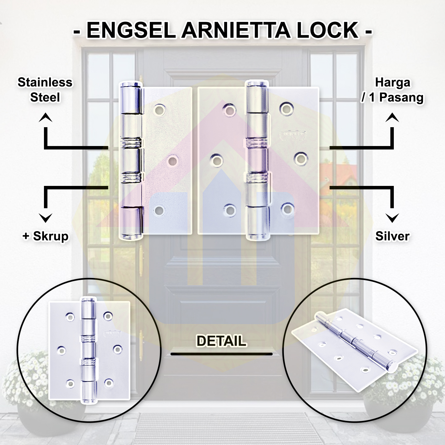 ENGSEL ARNIETTA LOCK STAINLESS STEEL - ENGSEL PINTU | Lazada Indonesia
