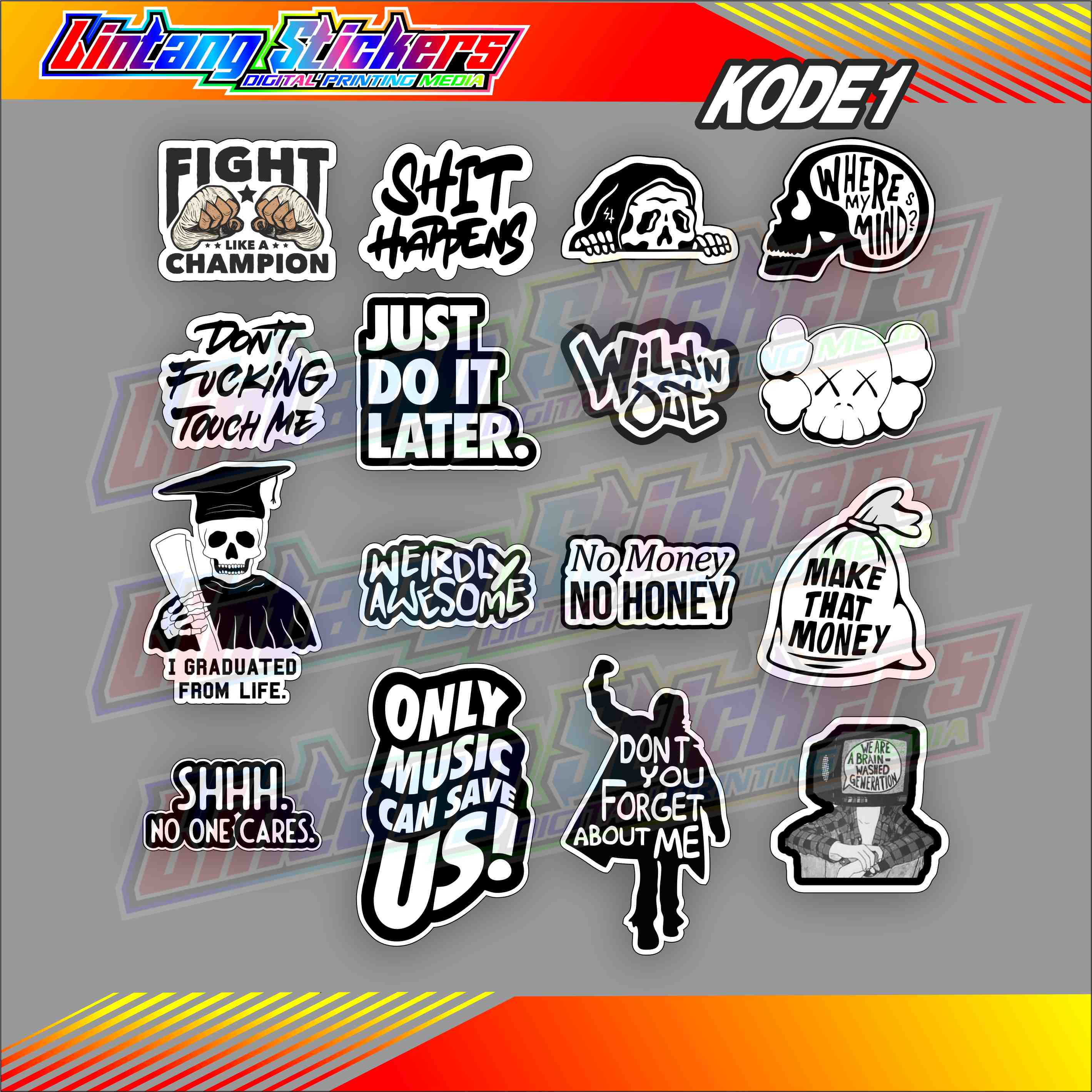 STICKER PACK HITAM PUTIH B & W VIRAL / STICKER KATA KATA TERBARU ...