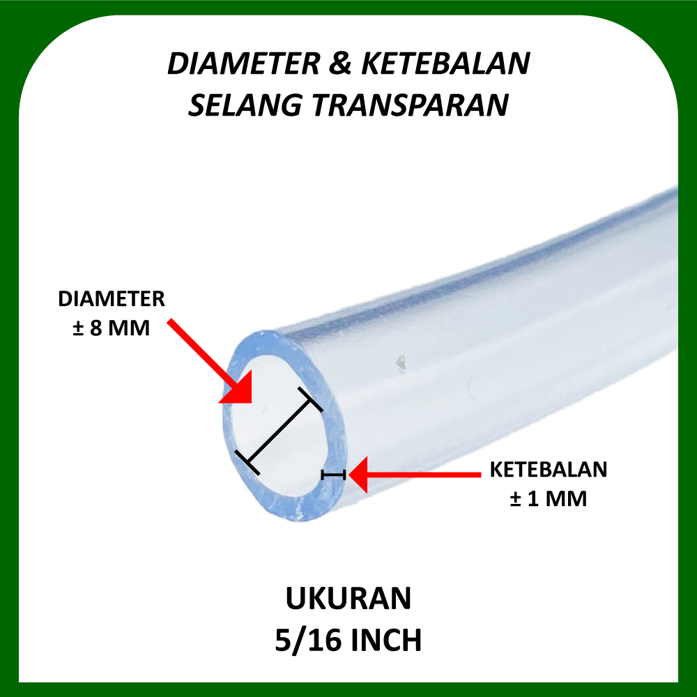 Selang Air Transparan Aerator dengan ukuran 3/16, 1/4, 5/16 & 3/8 INCH PERMETER / Selang ...