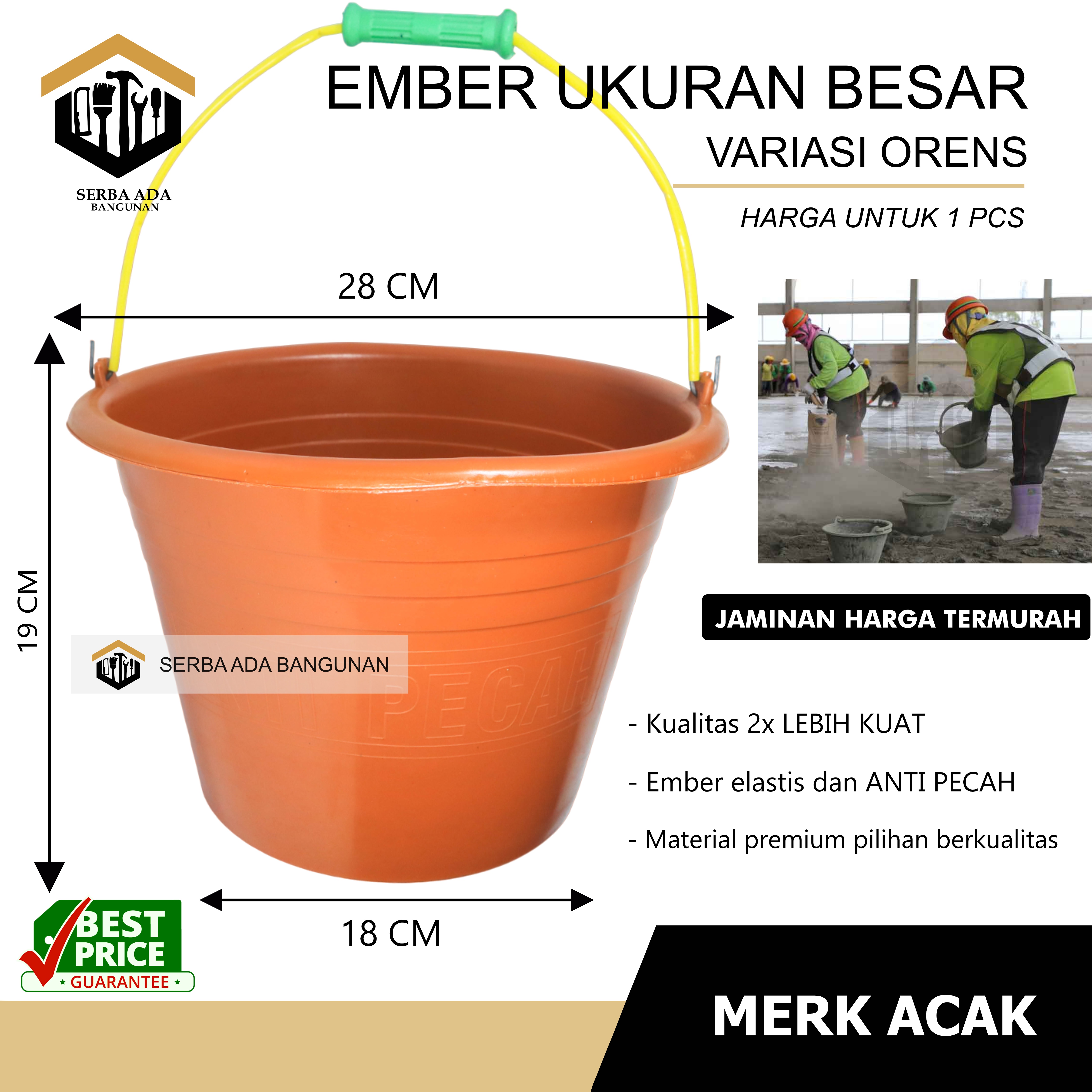 Ember Plastik WARNA JUMBO BESAR & KECIL ORANGE Ember Cor Anti Pecah ...