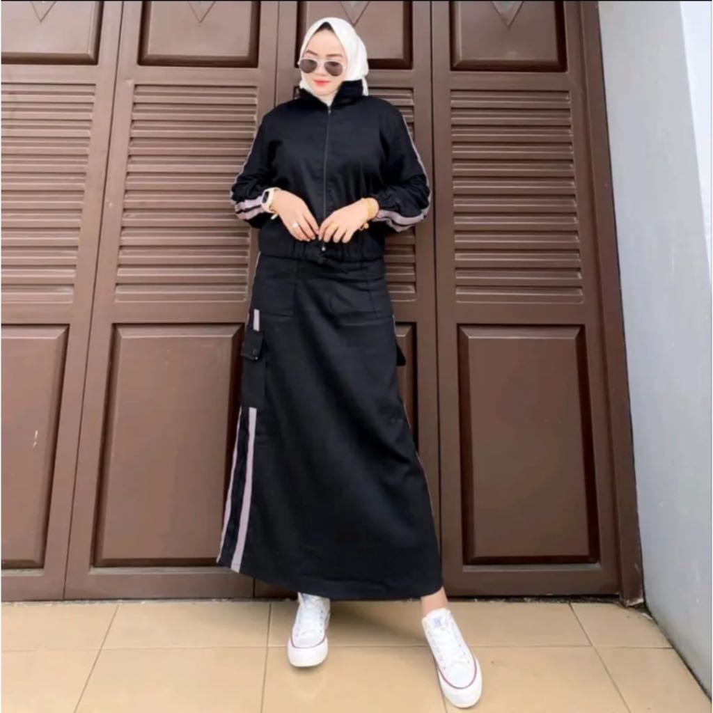 LOLITA One Set Rok Cargo Wanita | Setelan One set Rok Cargo | Setelan ...