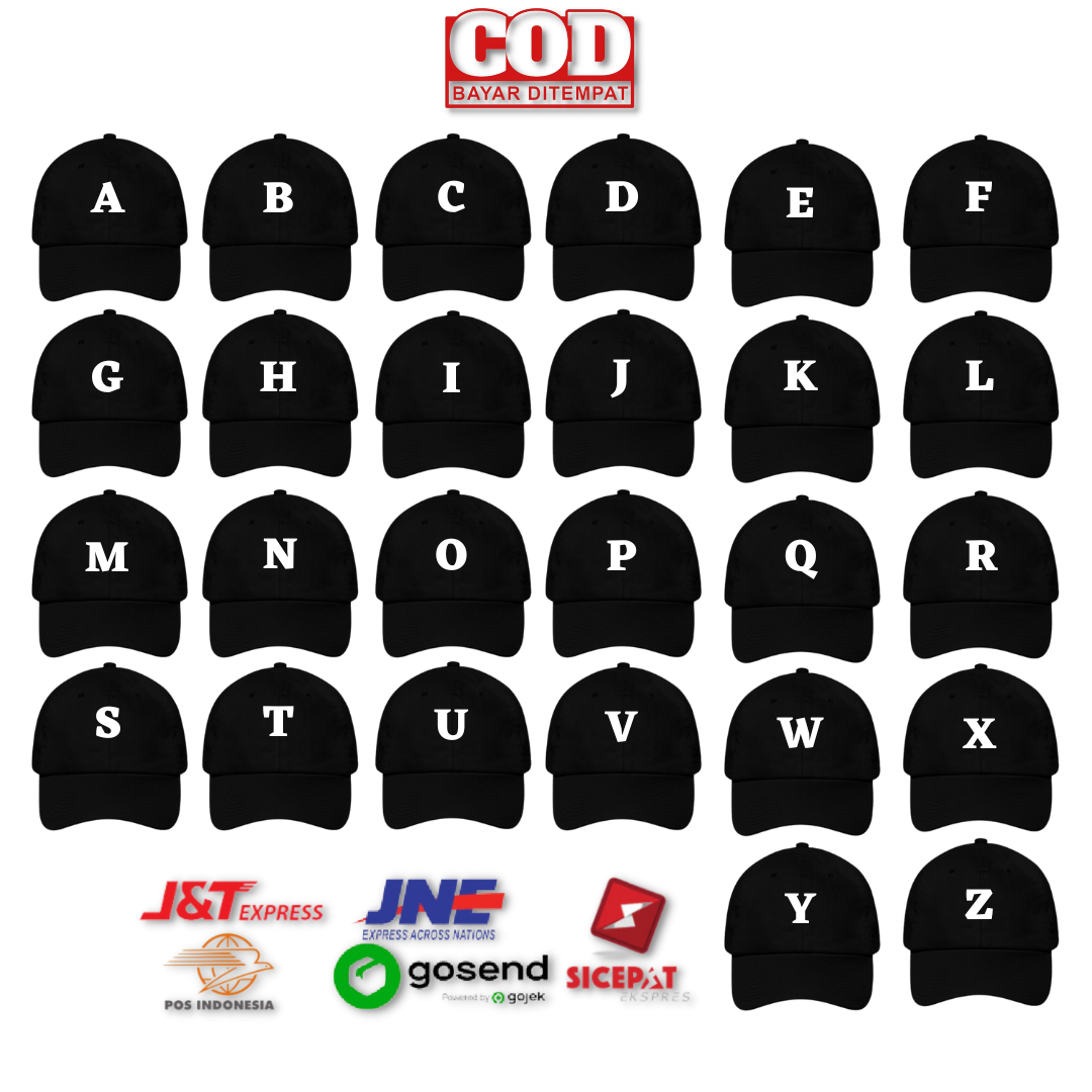 TOPI BASEBALL HAT LOGO INISIAL ALPABET A B C D E F G H I J K L M N O P ...