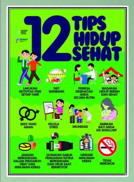 POSTER KESEHATAN 12 TIPS HIDUP SEHAT NO. 175 | Lazada Indonesia