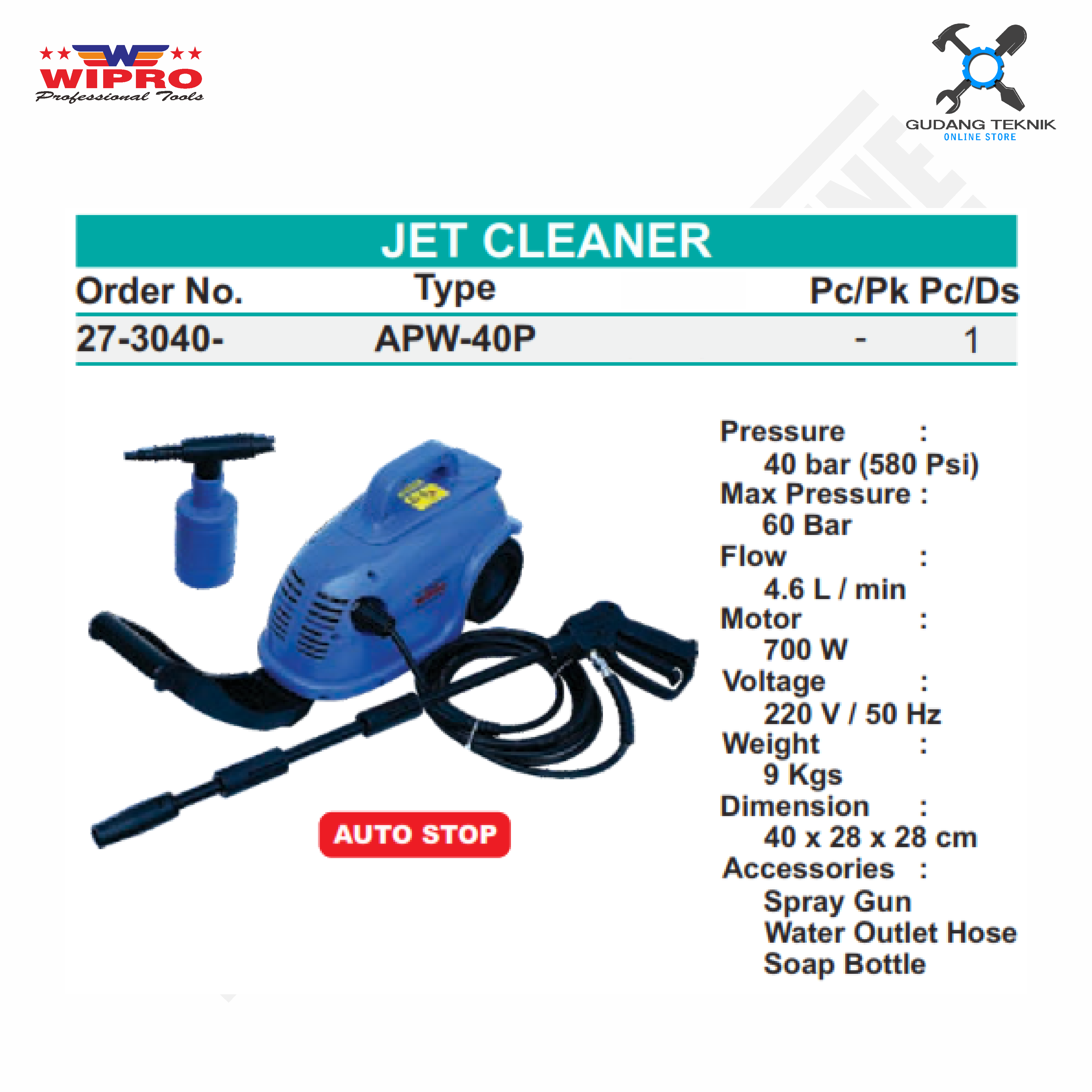 Mesin Jet cleaner WIPRO APW-40P / Mesin Steam Stim Cuci Mobil Motor ...