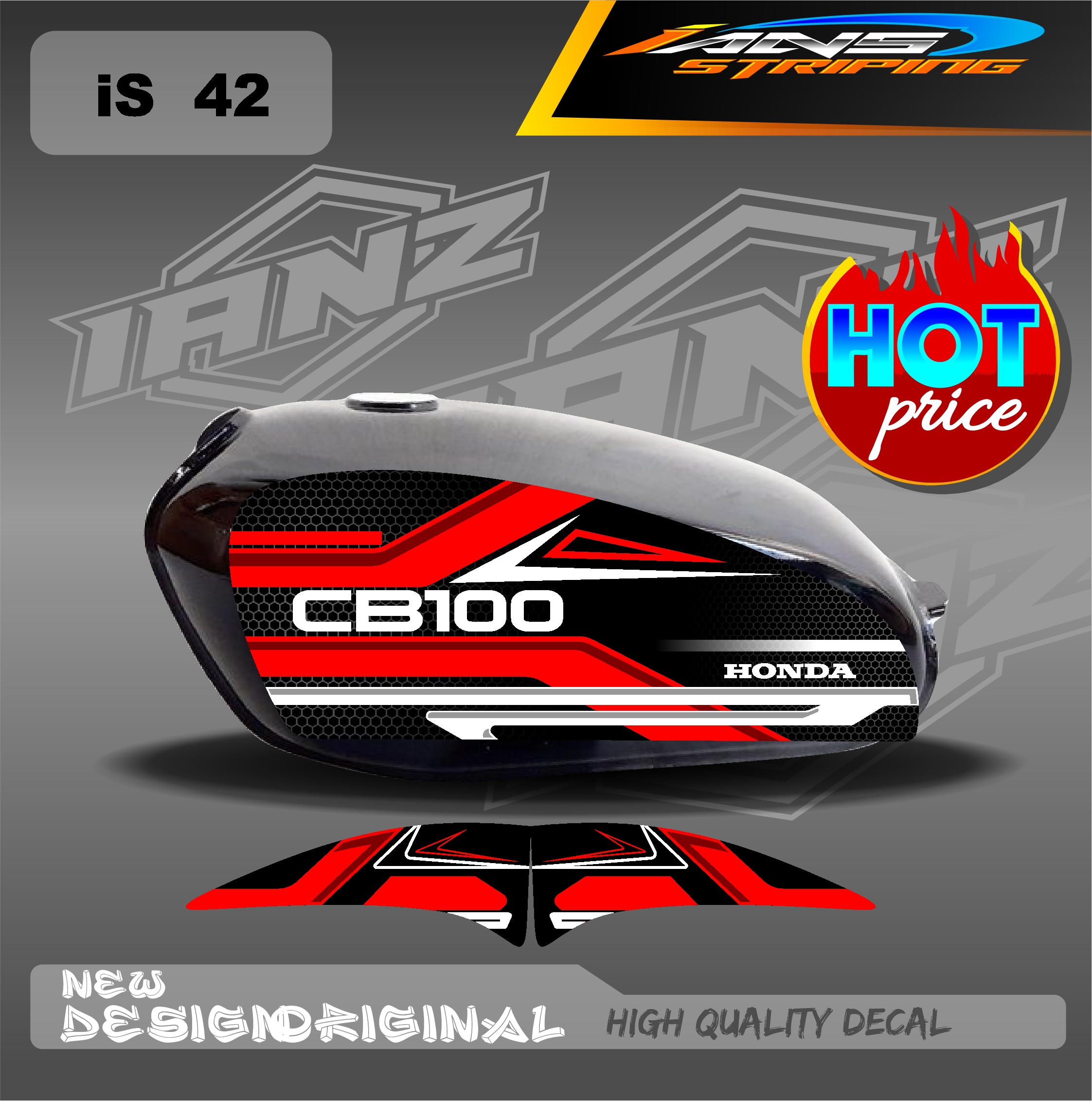 STIKER TANGKI CB100 SEMU FULL / STRIPING TANGKI CB 100 CUSTOM BERBAHAN ...