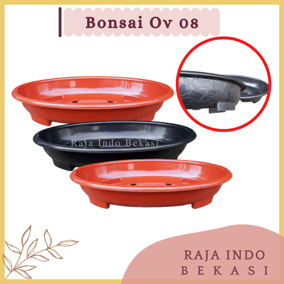 RAJAINDOBEKASI Bjp Bonsai Oval Ov 08 Putih Hitam Merah Bata Coklat Pot ...