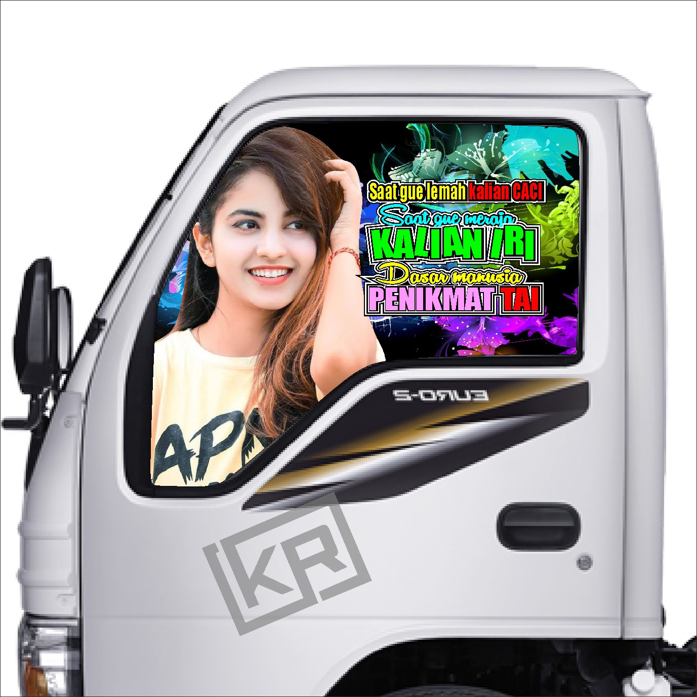 STIKER KACA TRUK ELF STIKER ONE WAY TRUK ELF KIRANA DECAL STORE KODE 02 ...