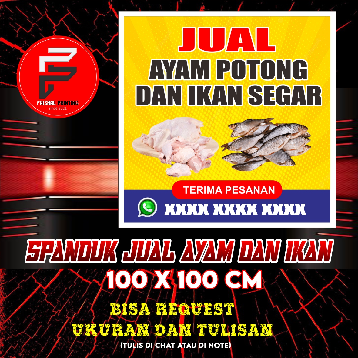 Spanduk Jual Ayam Potong / Banner Jual Ikan / Spanduk Jual Ayam dan ...