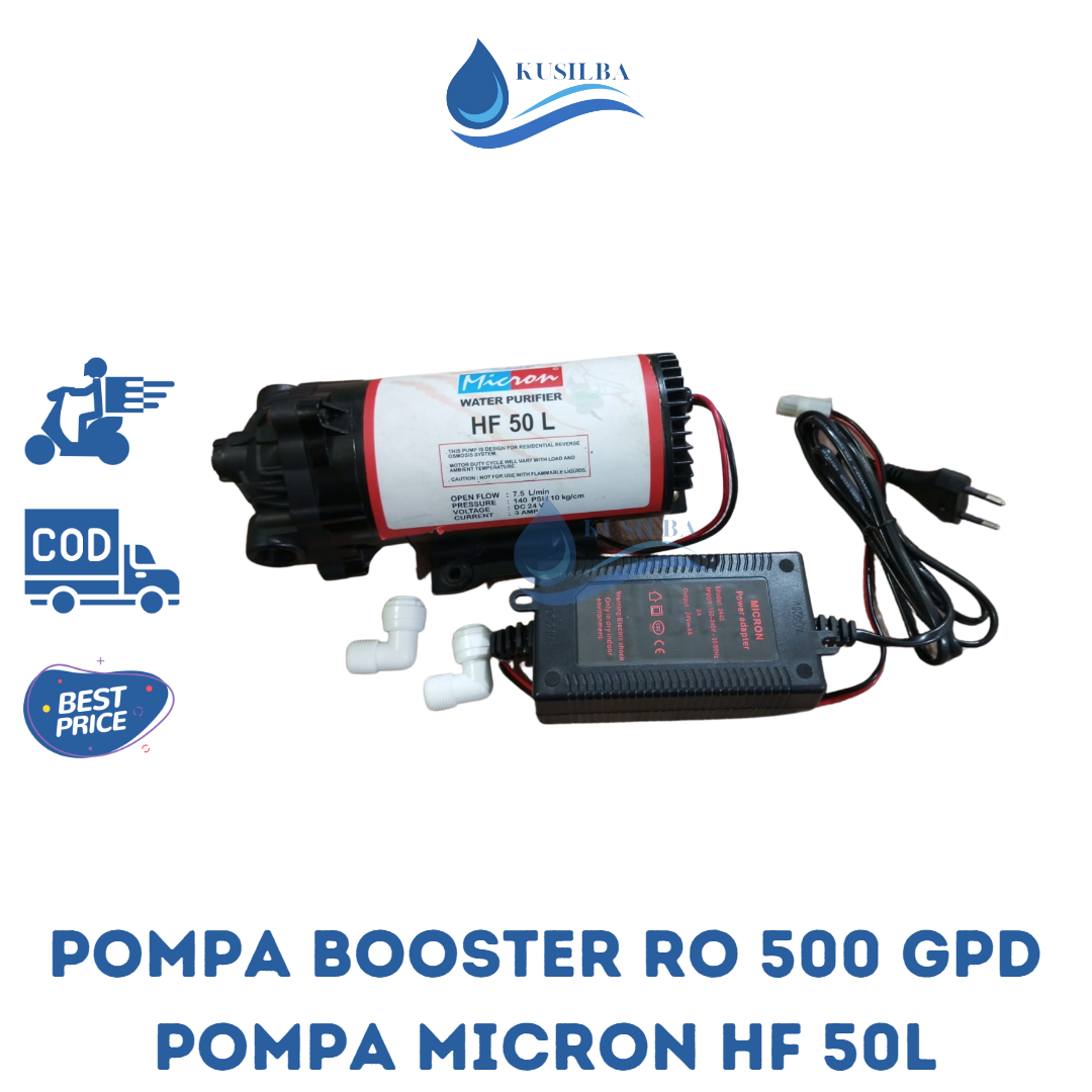 Pompa Booster RO 500 GPD Pompa Micron HF 50L Lengkap Adaptor 4 Ampere ...