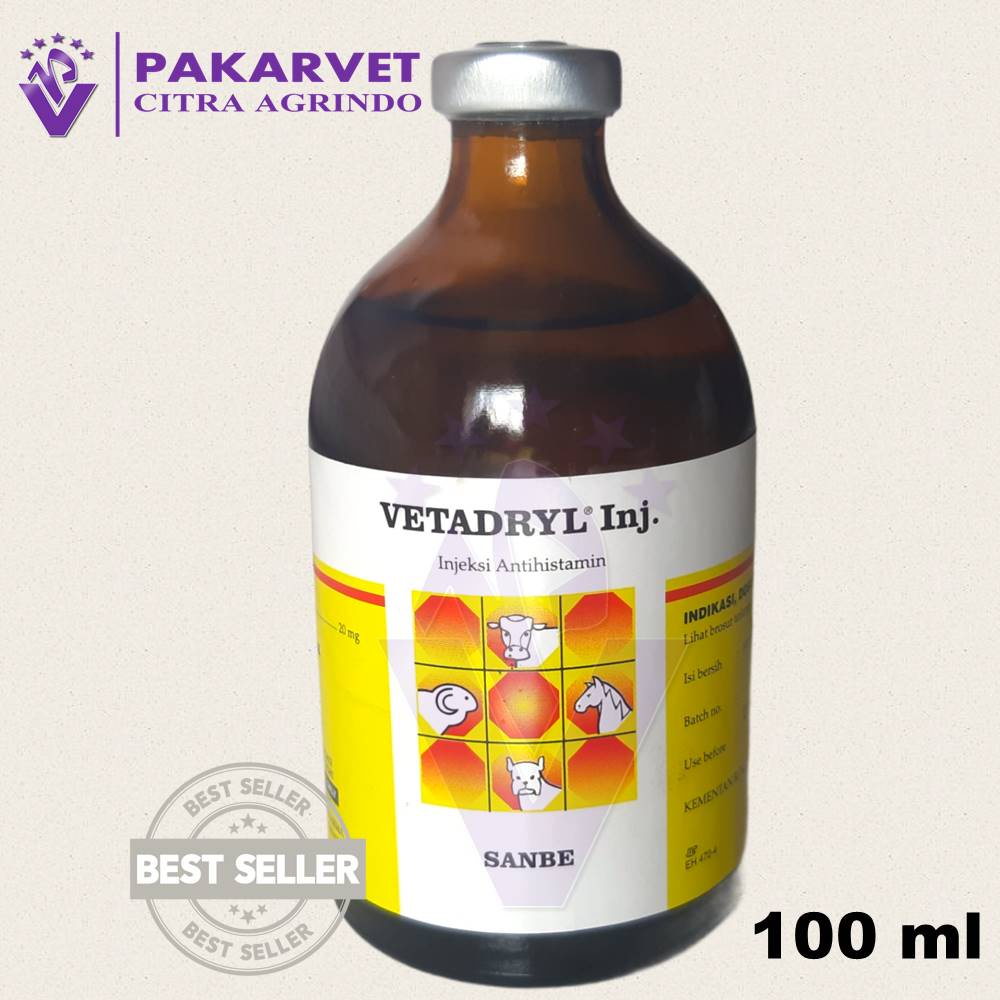 VETADRYL INJ 100 ml Obat Anti Alergi untuk sapi, kerbau, kuda, kambing ...