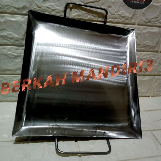 Wajan Plat Besi Persegi / Panggangan Roti Bakar Sosis Burger Uk 30x30cm ...