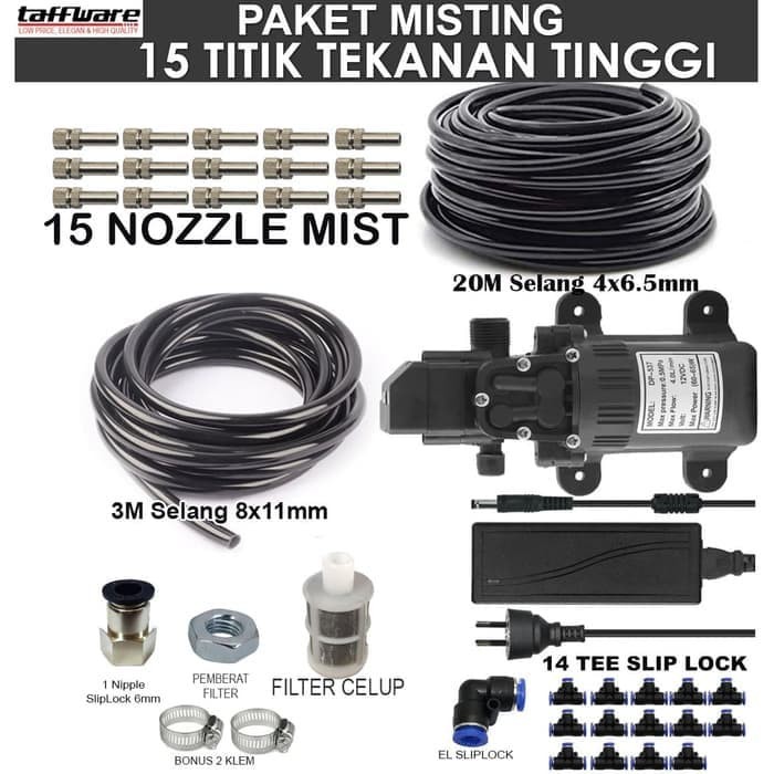 Alat Misting / Kabut/ Embun 15 Titik Nozlle Slip Lock 0.1mm - Pompa DP ...