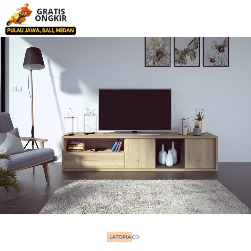 Alessia TV Stand Meja TV Jati Minimalis Panjang 150 Cm Bisa Untuk Semua Ukuran TV /P/L/T 150/30 ...